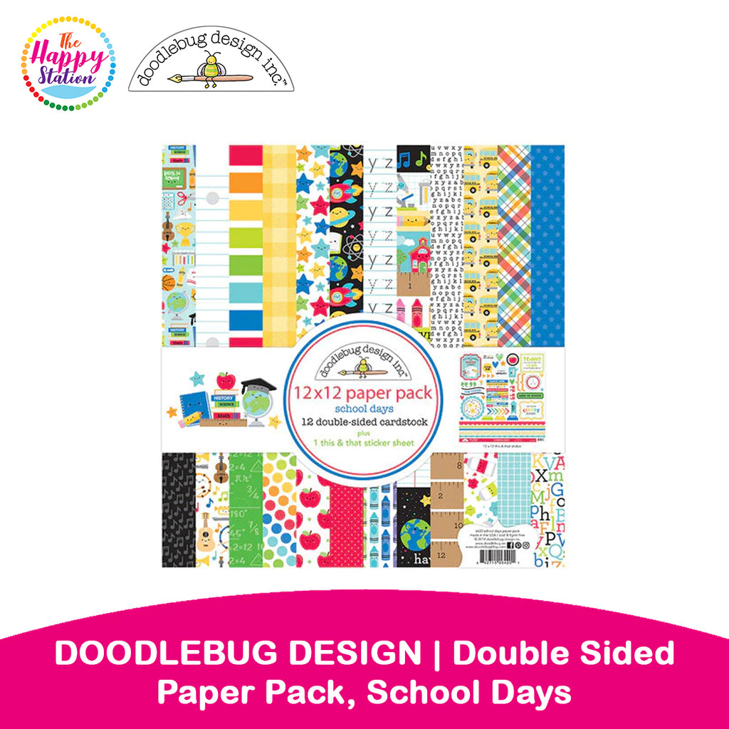 Doodlebug Double Sided Paper Pack, School Days - 12"x12" | The Happy ...