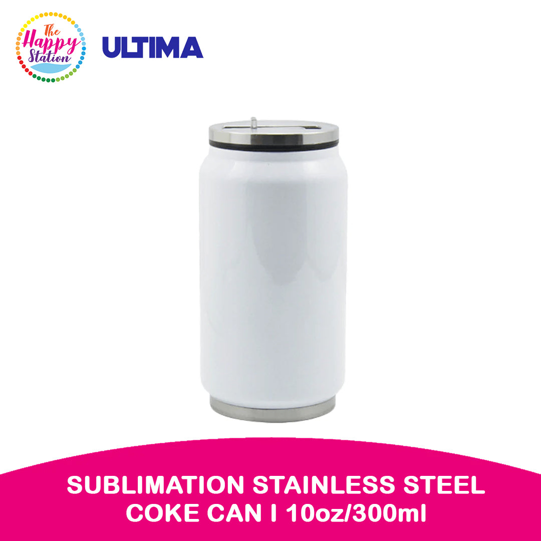 Ultima Sublimation Stainless Steel Coke Can with Straw (White), 10oz ...