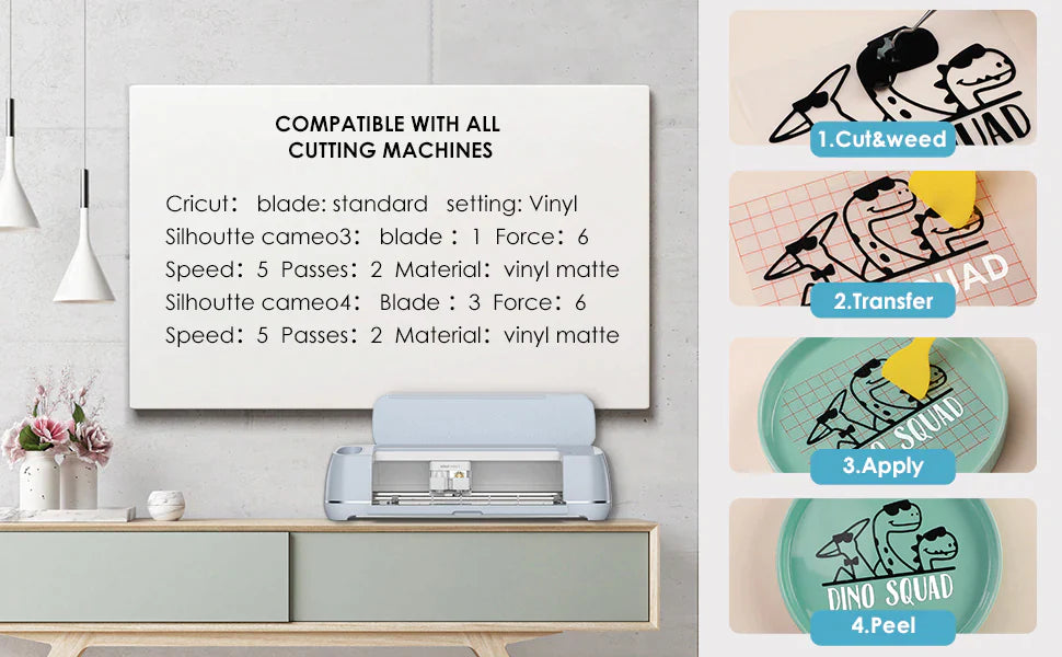 HTV RONT | Permanent Adhesive Vinyl Roll - 12"x6 ft, Glossy Black | The ...