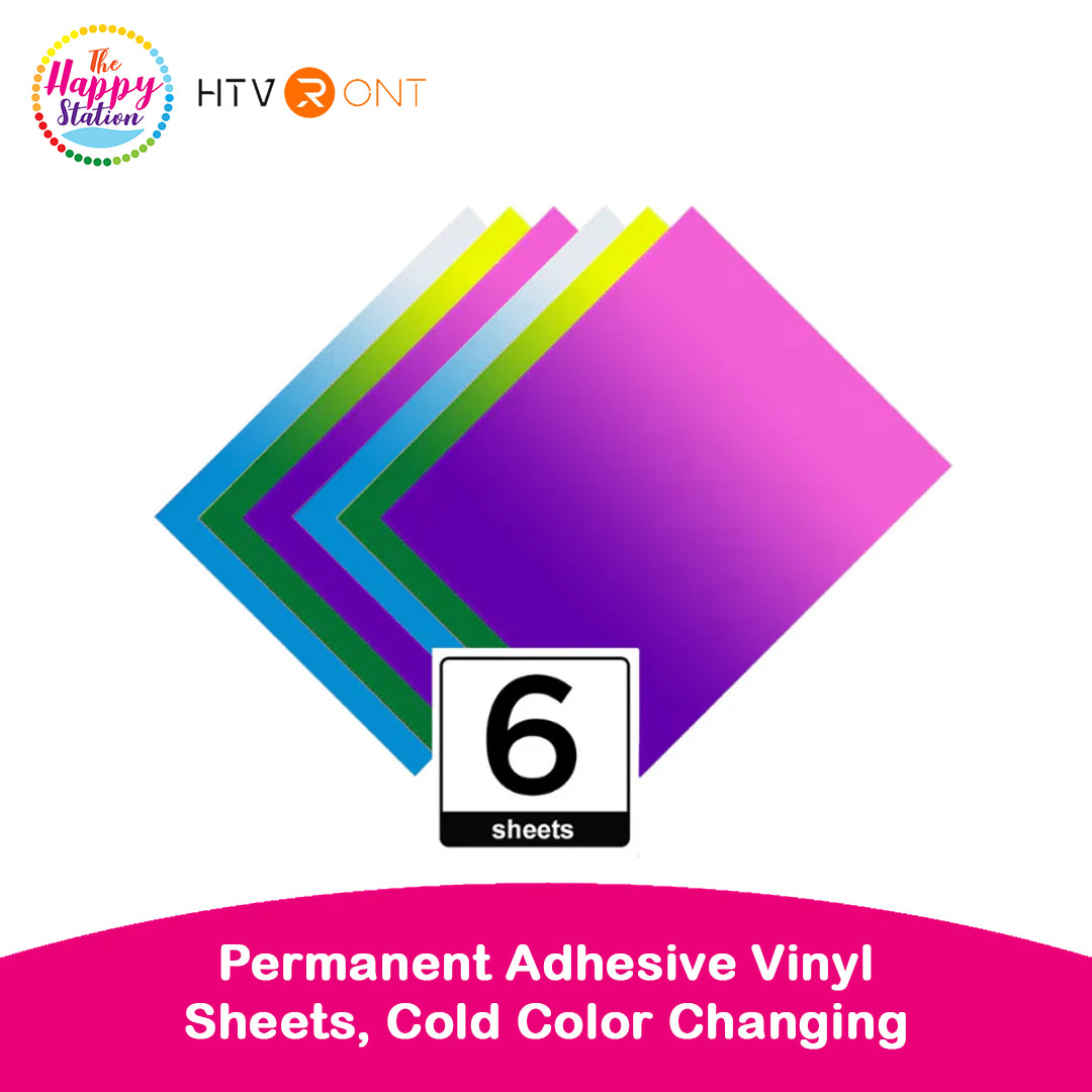 HTVRONT | Permanent Adhesive Vinyl Sheets, Cold Color Changing, 12" x ...