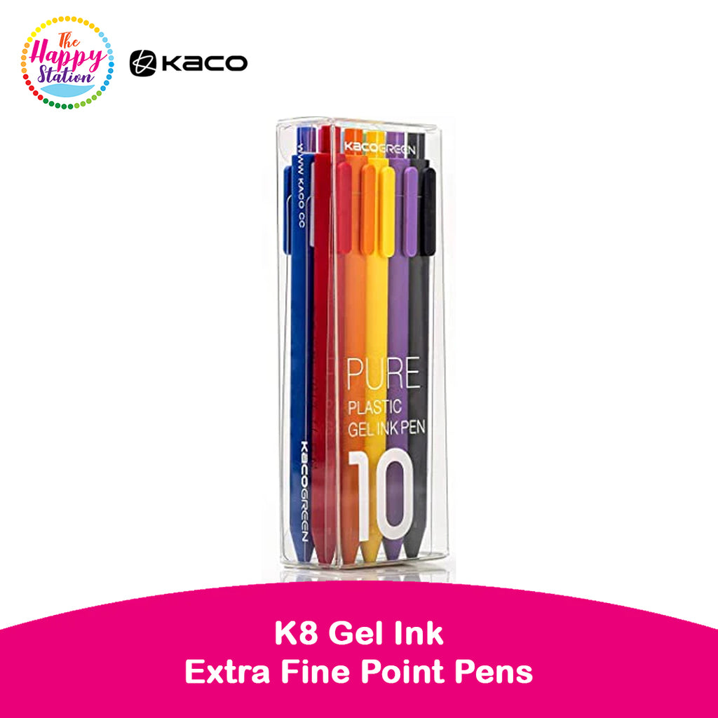 Kaco Green Retractable Gel ink Pens Extra Fine Point (0.5 mm)-10 Pack ...
